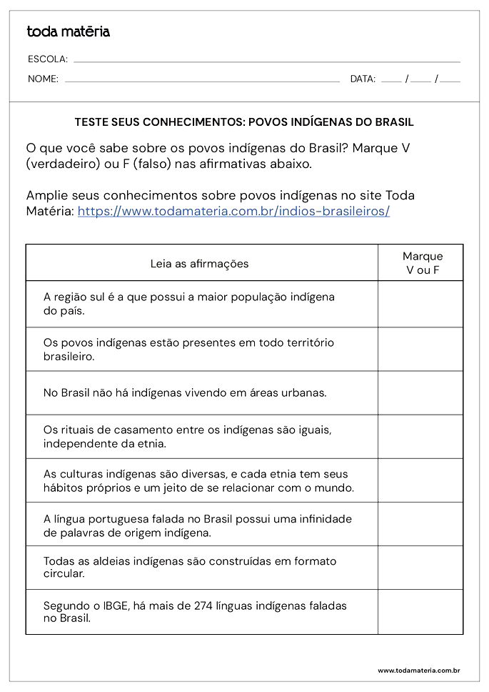 Atividades de História sobre a formação do povo brasileiro - Toda Matéria
