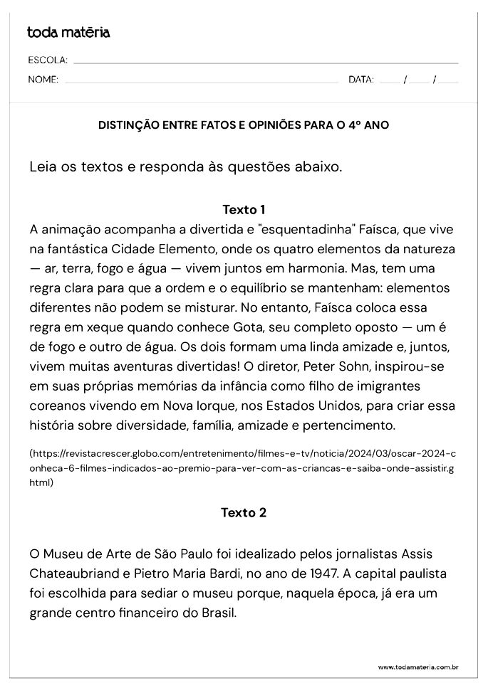 Planos de aula de Português 4º ano (com atividades) - Toda Matéria