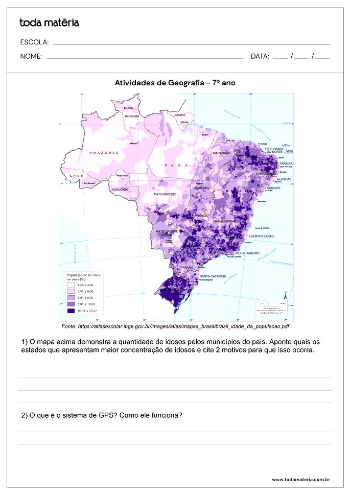 Atividades de Geografia para o 7°ano do Ensino Fundamental (com ...
