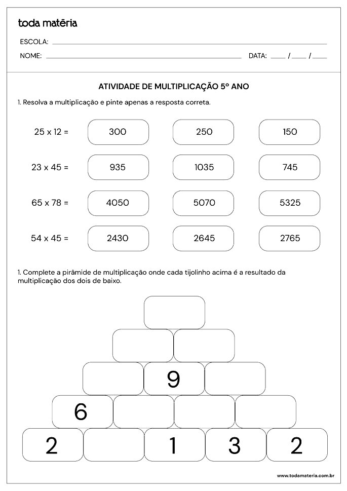 Atividades De Matemática Para O 5º Ano Com Respostas Explicadas🍀 7490