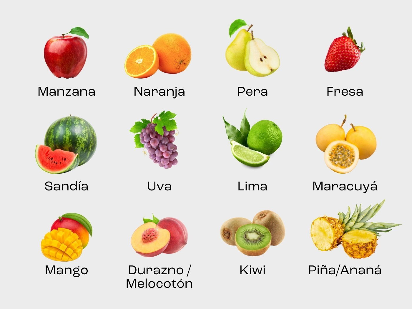Nomes das frutas em espanhol (Las frutas en español) com tradução ...