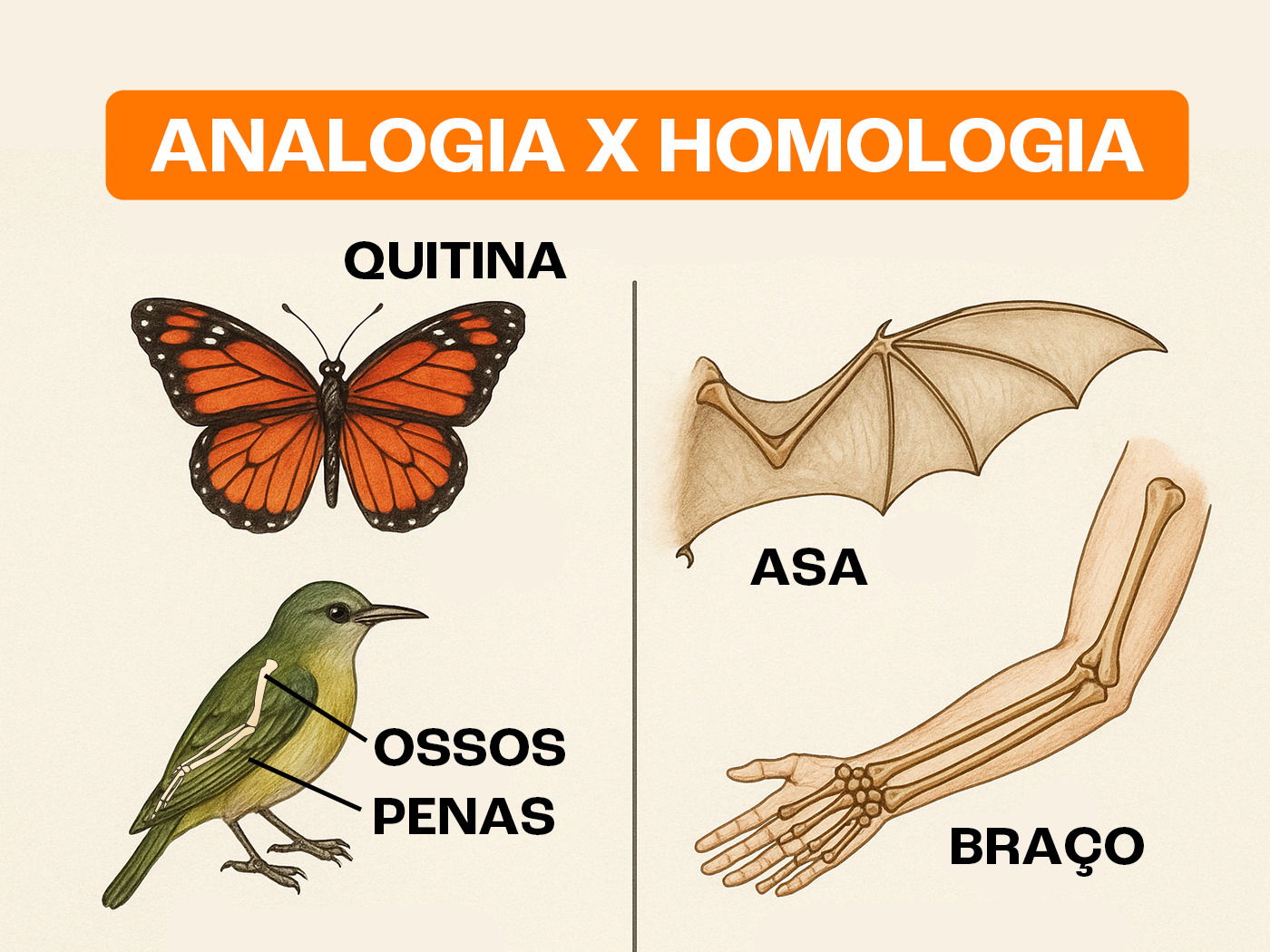Homologia e Analogia na Biologia: entenda o que é (com exemplos) - Toda Matéria